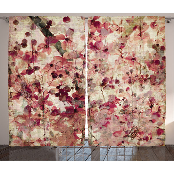 East Urban Home Rustikaler Vorhang, Kirschblüten Blumen, Retro, Beige Rosa | Wayfair.de